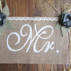 Chair Back Signs I Mr and Mrs Chair Signs | Rustic Wedding Decor ...