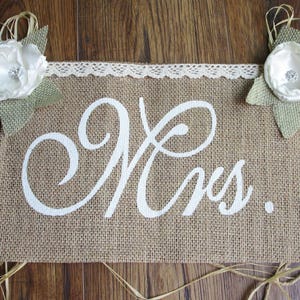 Chair Back Signs I Mr and Mrs Chair Signs | Rustic Wedding Decor ...