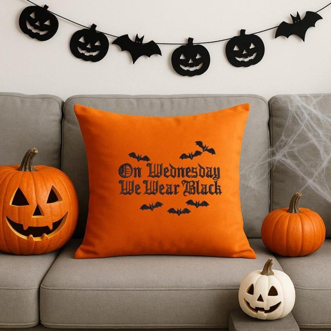 On Wednesday We Wear Black Embroidery Design, Gothic Bat Embroidery ...