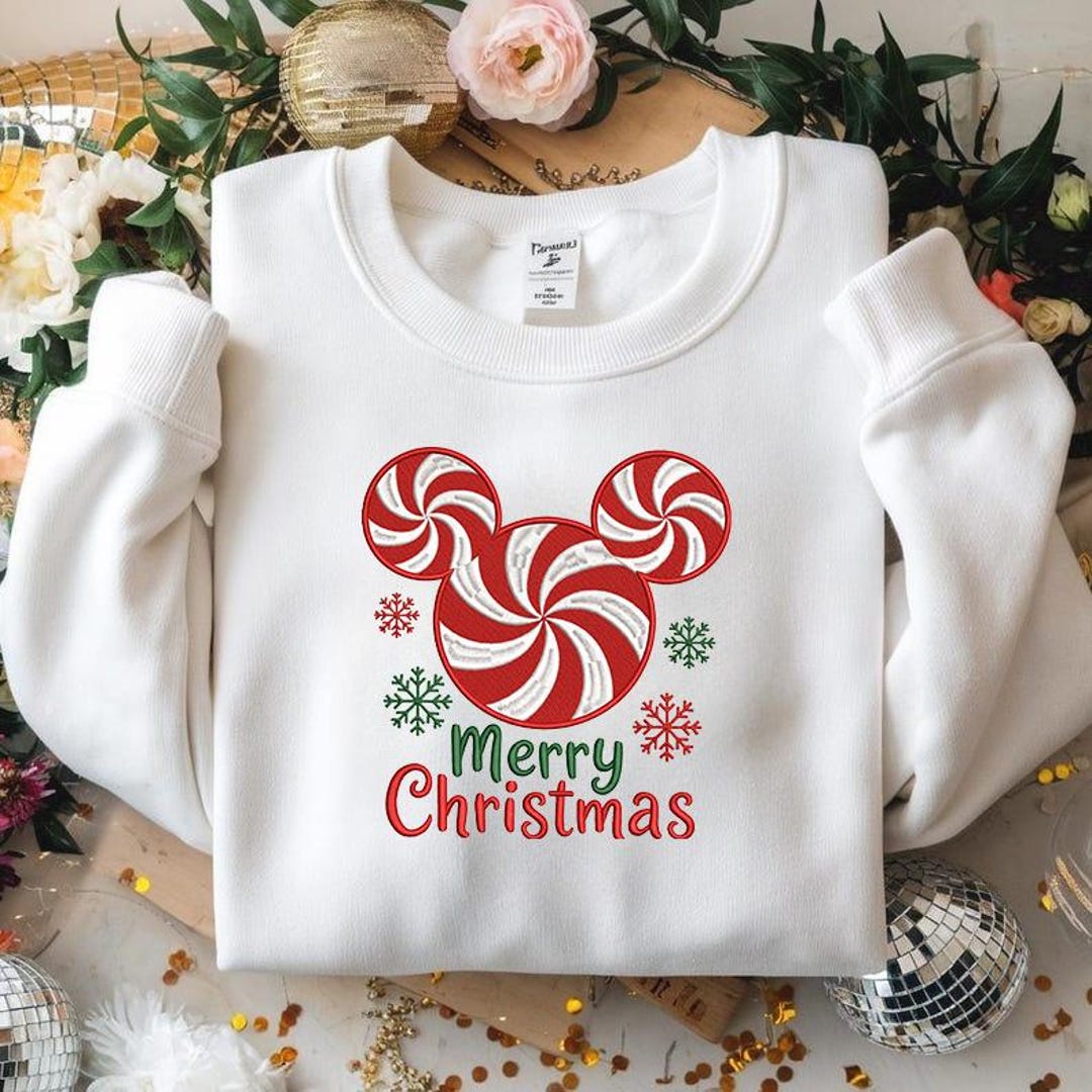 Mickey Christmas Embroidery Design, Peppermint Candy Mouse Embroidery ...