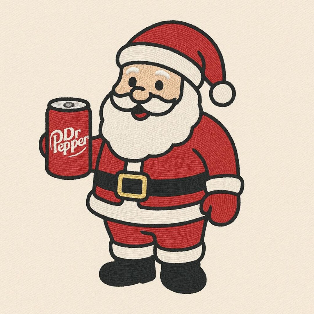 Dr Pepper Santa Embroidery Design, Retro Santa Embroidery Design, Retro ...