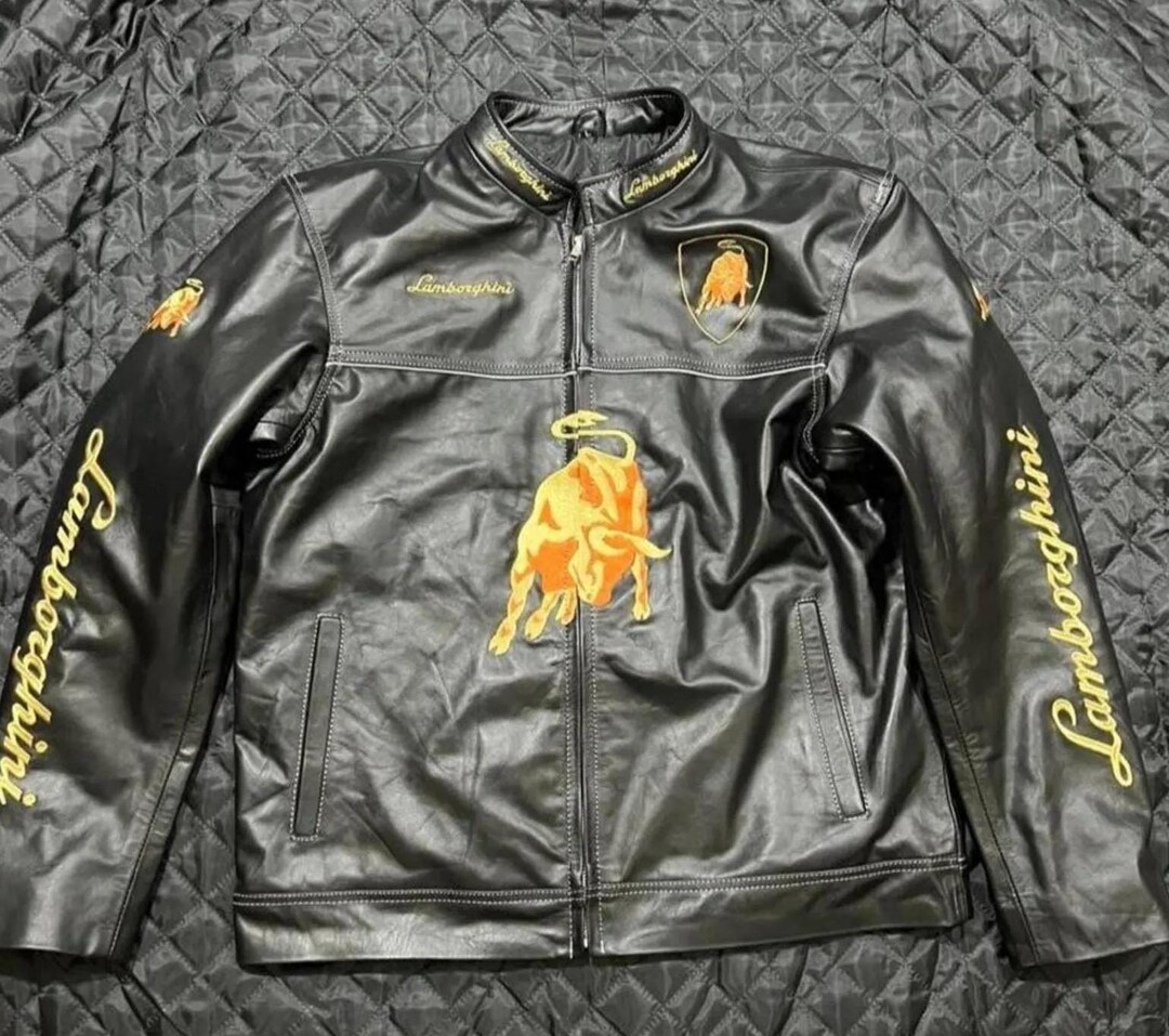 Lamborghini Leather Jacket Handmade Leather Jacket Biker Leather Jacket ...