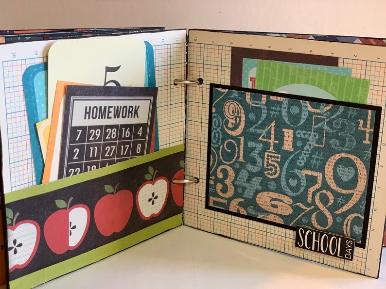 School Scrapbook Premade Pages Chipboard Scrapbook Mini Album - Etsy