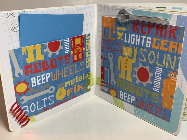 Robot Scrapbook Mini Album Premade Pages Chipboard Album Space Birthday ...