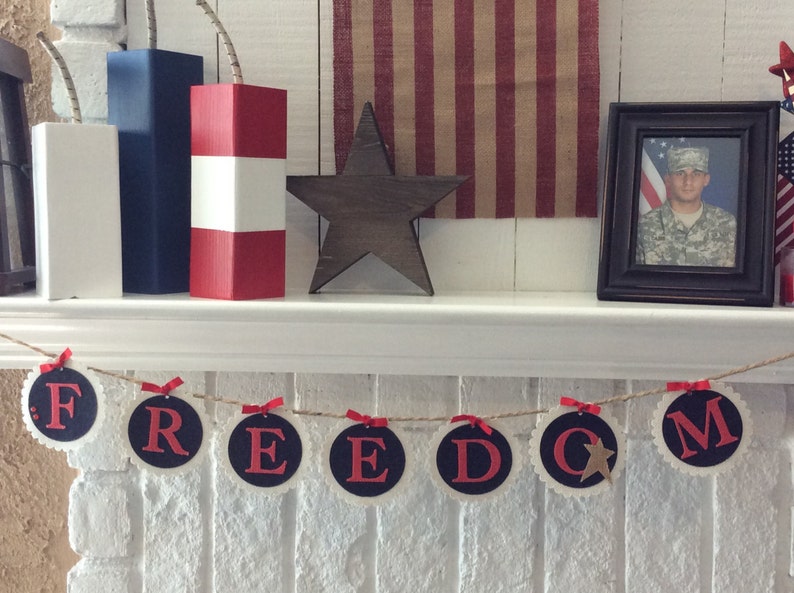 Freedom Banner, 4th of July, America, Liberty Banner, Burlap and Denim ...