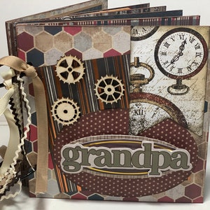 Grandpa Scrapbook Premade Pages Chipboard Book- 6x6 Father Grandfather ...