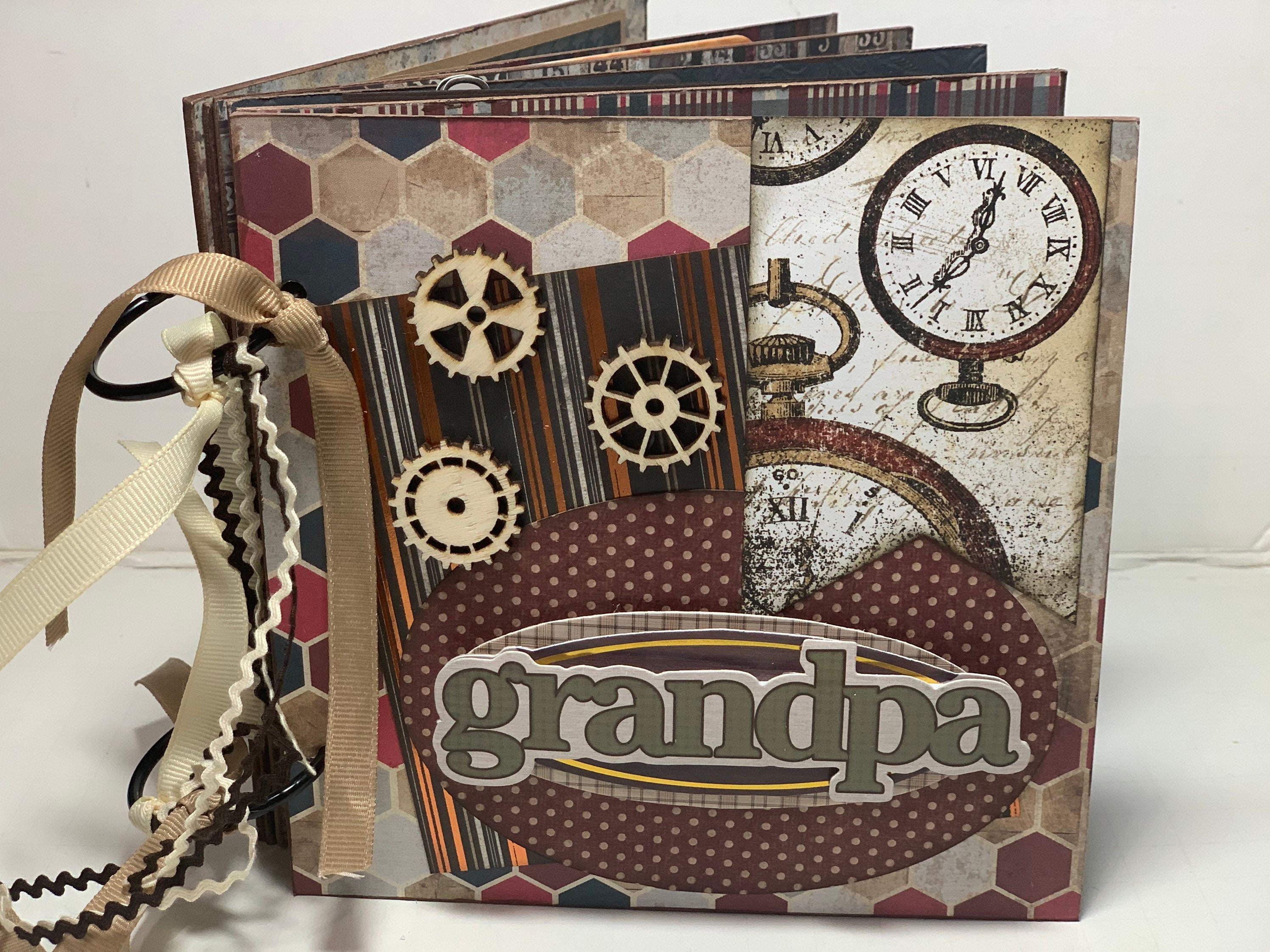 Grandpa Scrapbook Premade Pages Chipboard Book- 6x6 Father Grandfather ...