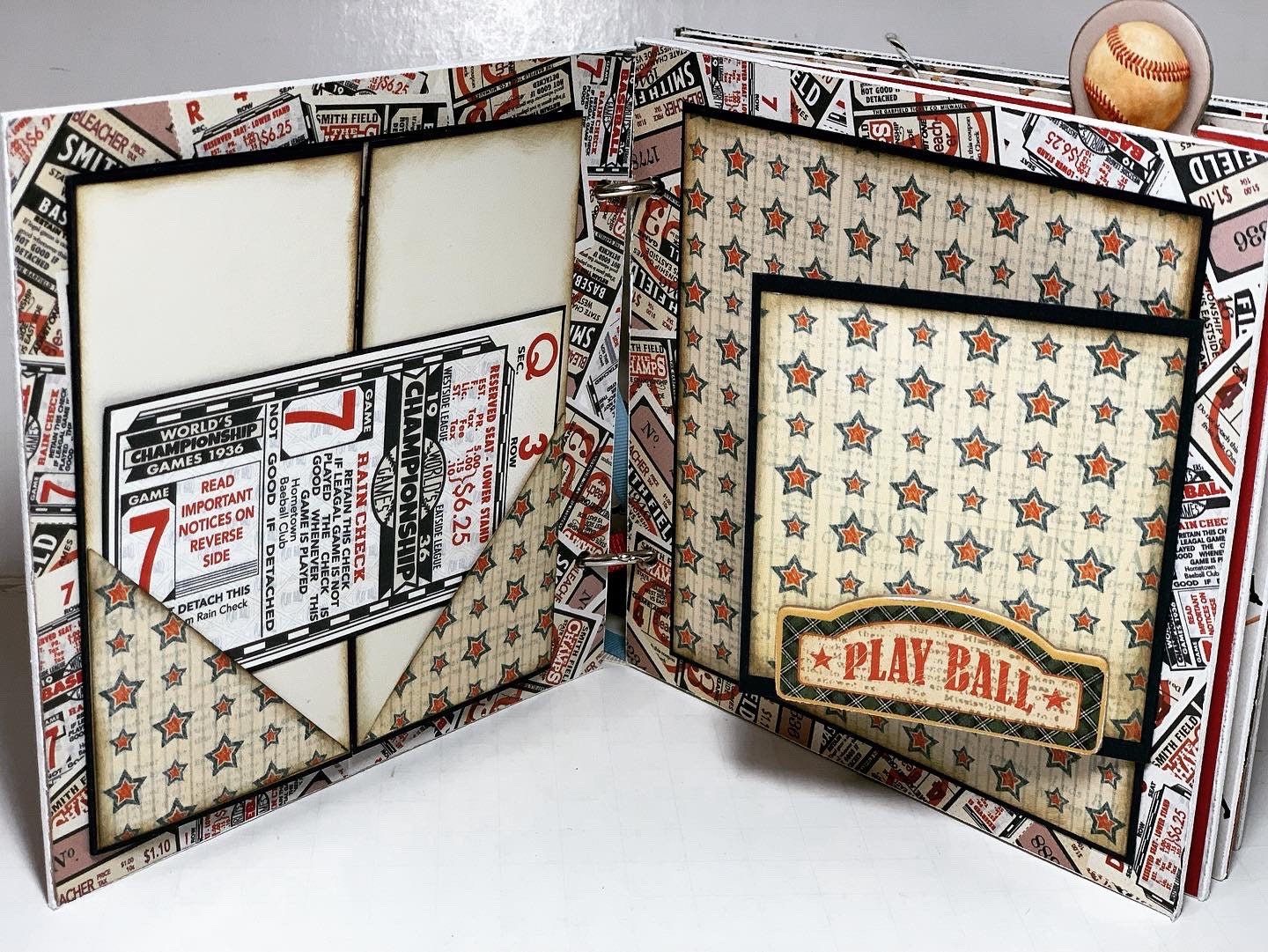 Baseball Scrapbook Premade Pages Chipboard Book- 6x6 Baseball Mini ...