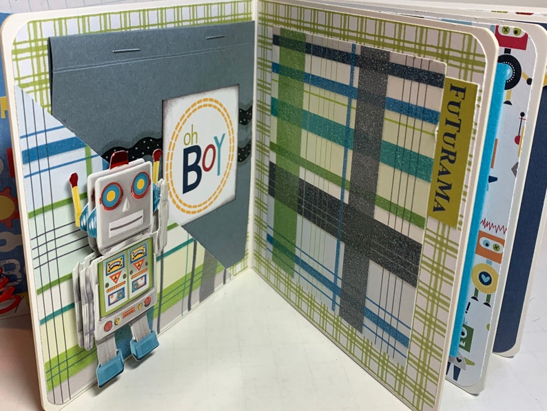 Robot Scrapbook Mini Album Premade Pages Chipboard Album Space Birthday ...
