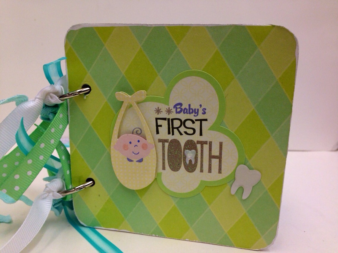 Baby's First Tooth Premade Scrapbook Chipboard Coaster Mini Album- Baby ...