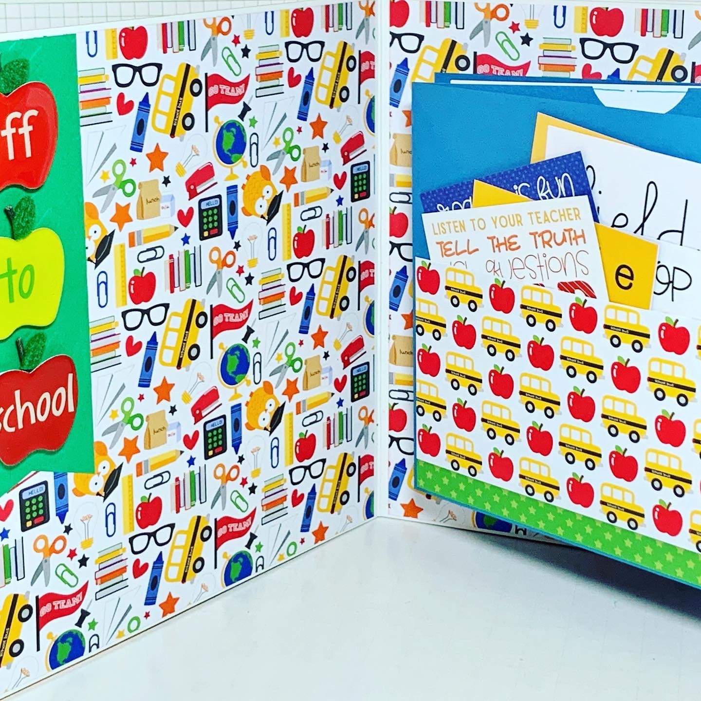 School Days Premade Chipboard Board Book Photo Album Premade | Etsy