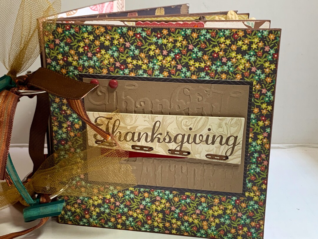 Thanksgiving Scrapbook Premade Pages Chipboard Book- 6 X 6 Scrapbook ...