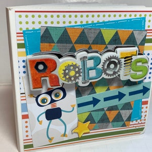 Robot Scrapbook Mini Album Premade Pages Chipboard Album Space Birthday ...