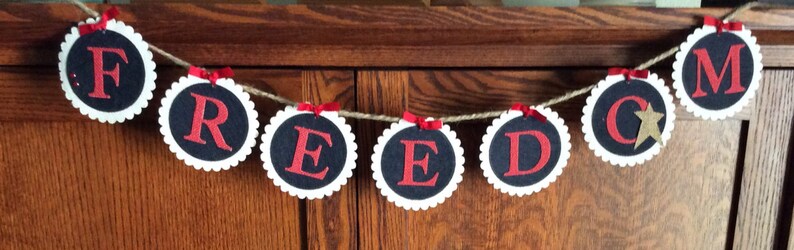 Freedom Banner, 4th of July, America, Liberty Banner, Burlap and Denim ...