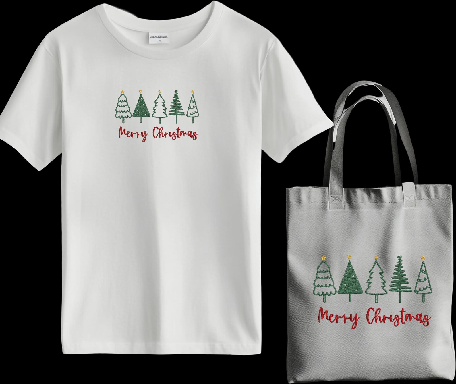 Merry Christmas Embroidery Design, Christmas Tree Embroidery File ...