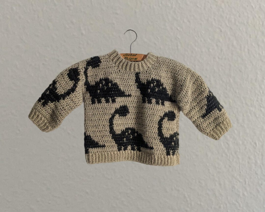 Jonas Children’s Dinosaur Sweater PDF Crochet Pattern - Etsy