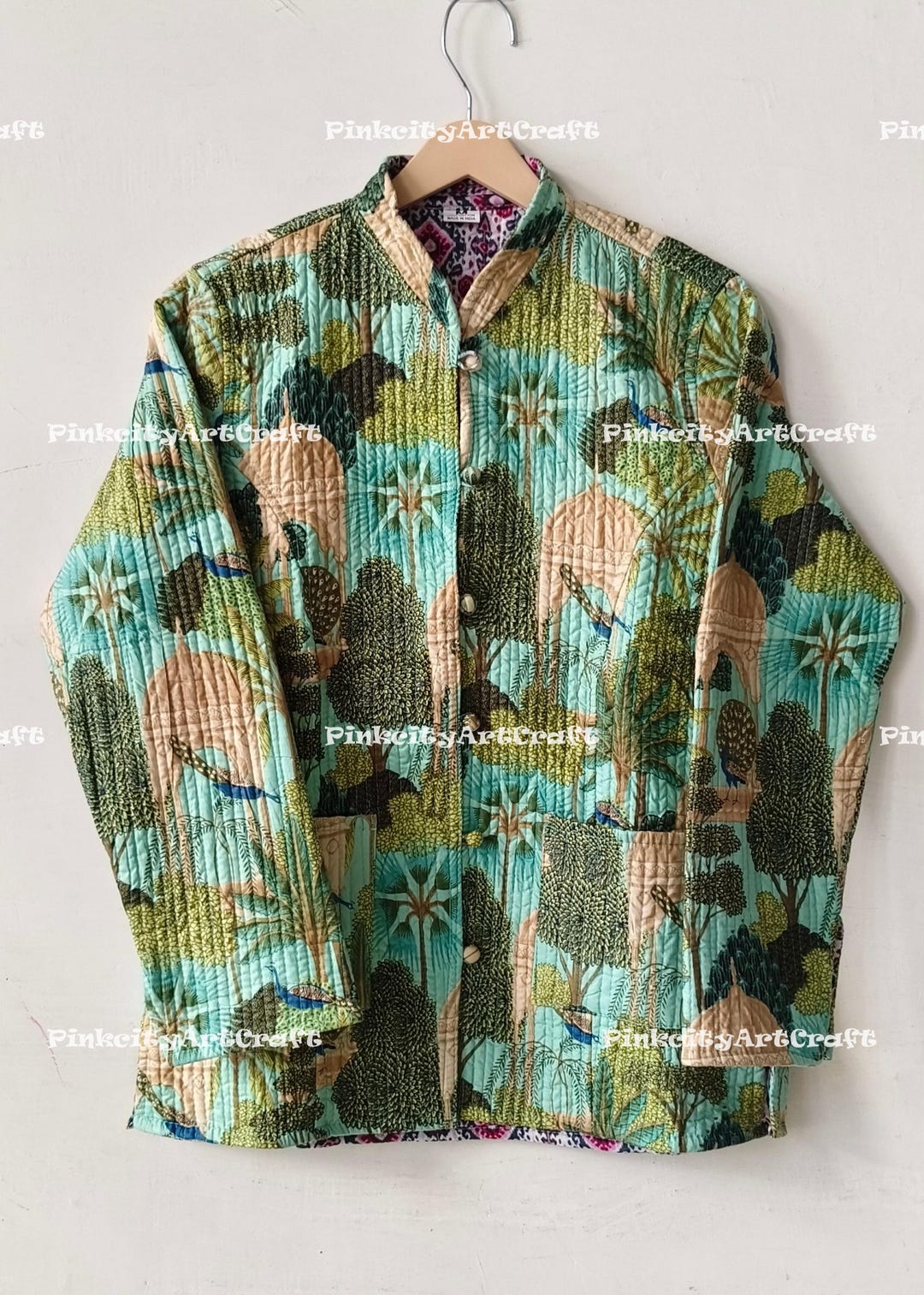 Handmade Reversible Quilted Crop Jacket – Forest Floral Print - Etsy
