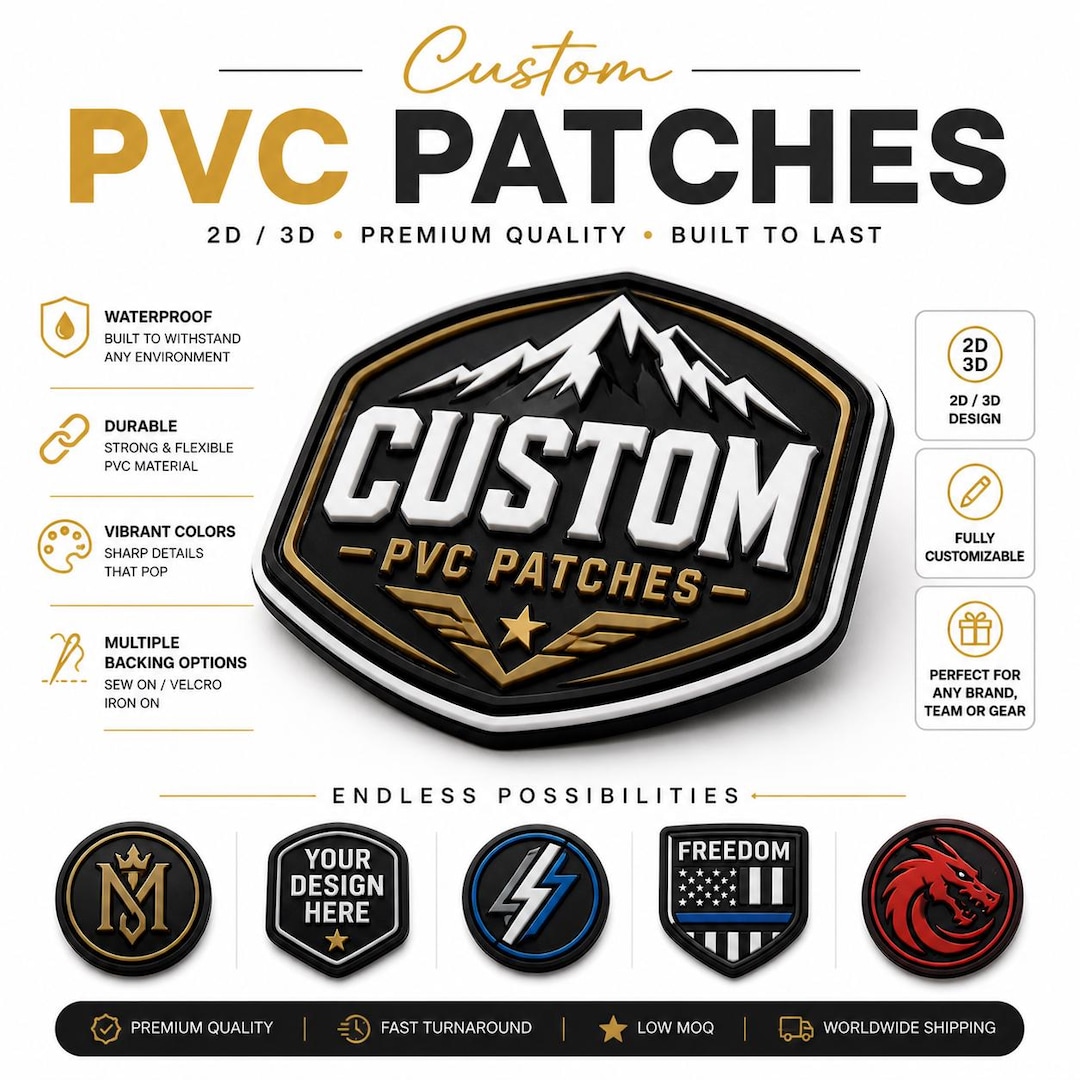Custom 2D/3D PVC Rubber Patches | Personalized Logo, Velcro, Iron-on ...
