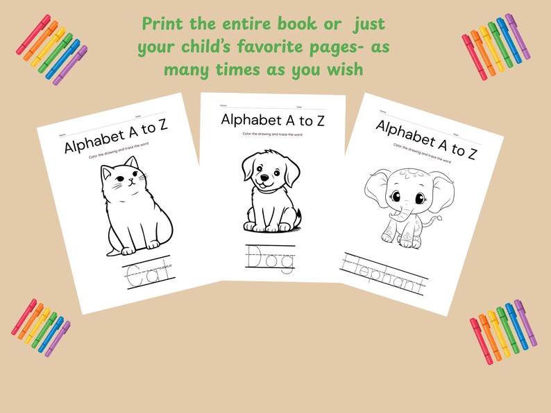 Personalized Animal Alphabets A-Z, Colouring & Words Tracing Book for ...