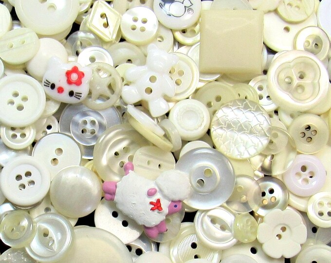 The White/off-white Button Assortment: A Variety Mix of 275 Vintage to ...