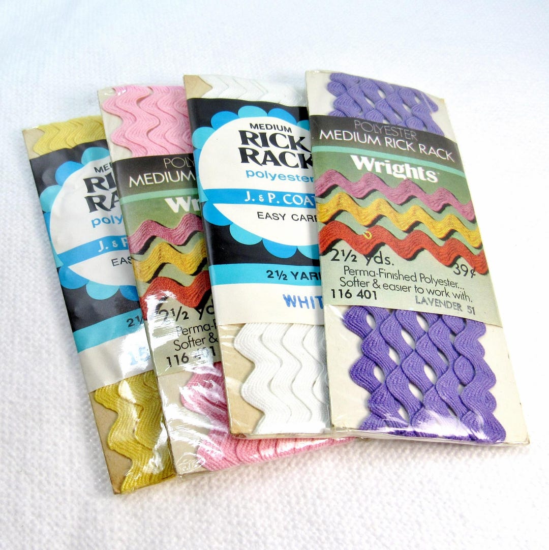 Rick Rack Assortment: 4 Colors of Medium Size Polyester Rick Rack / All ...