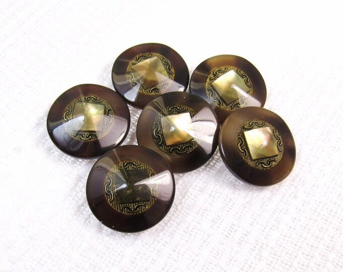 Iridescent Elegance: 11/16 18mm Mottled Dark Brown Buttons With Gold ...