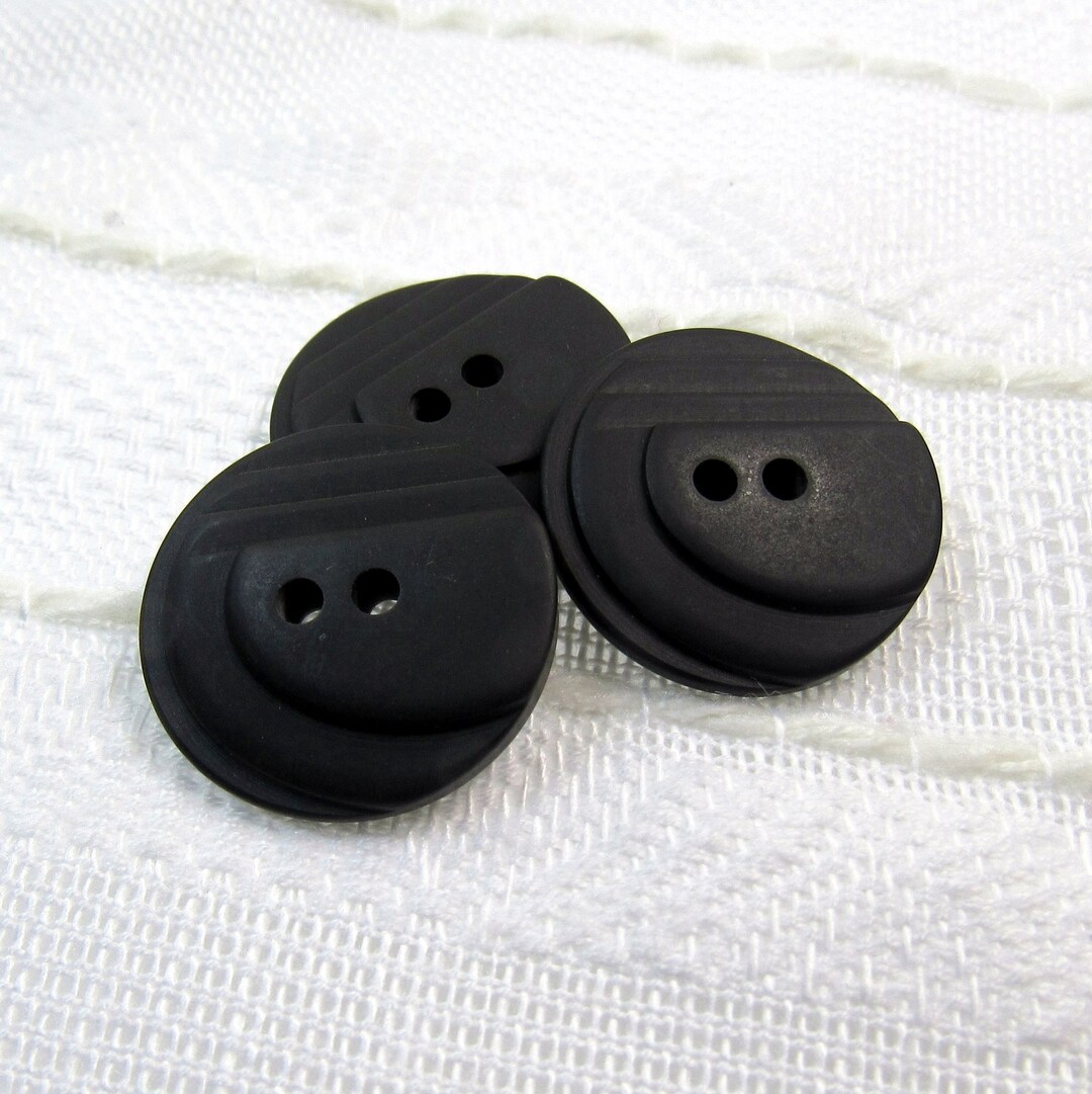 Matte Black Tiers: 7/8" (22mm) Buttons • Set of 3 New Old Stock ...