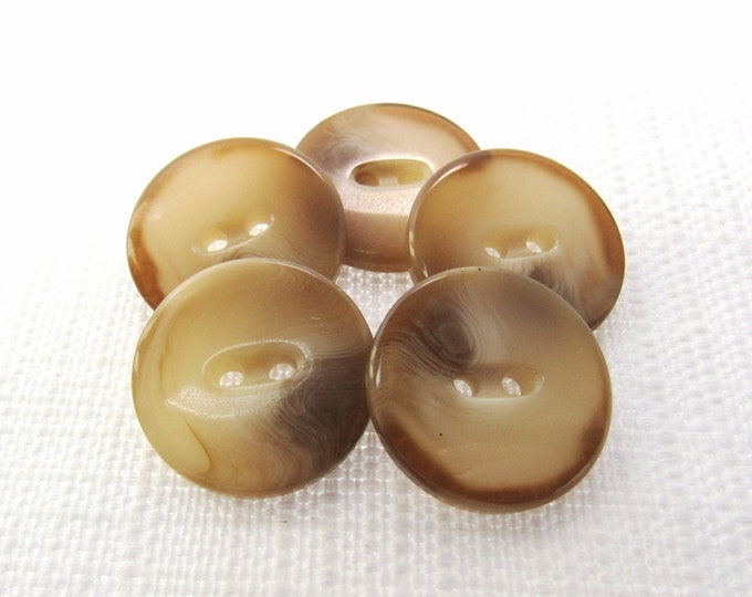 Soft Tan Swirls: 13/16" (21mm) Clear and Opaque Marbled Buttons • Set ...