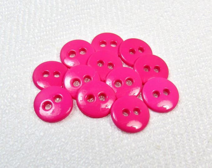 Hot Pink! 7/16" (11mm) Bold Pink Buttons • Set of 12 New / Unused ...
