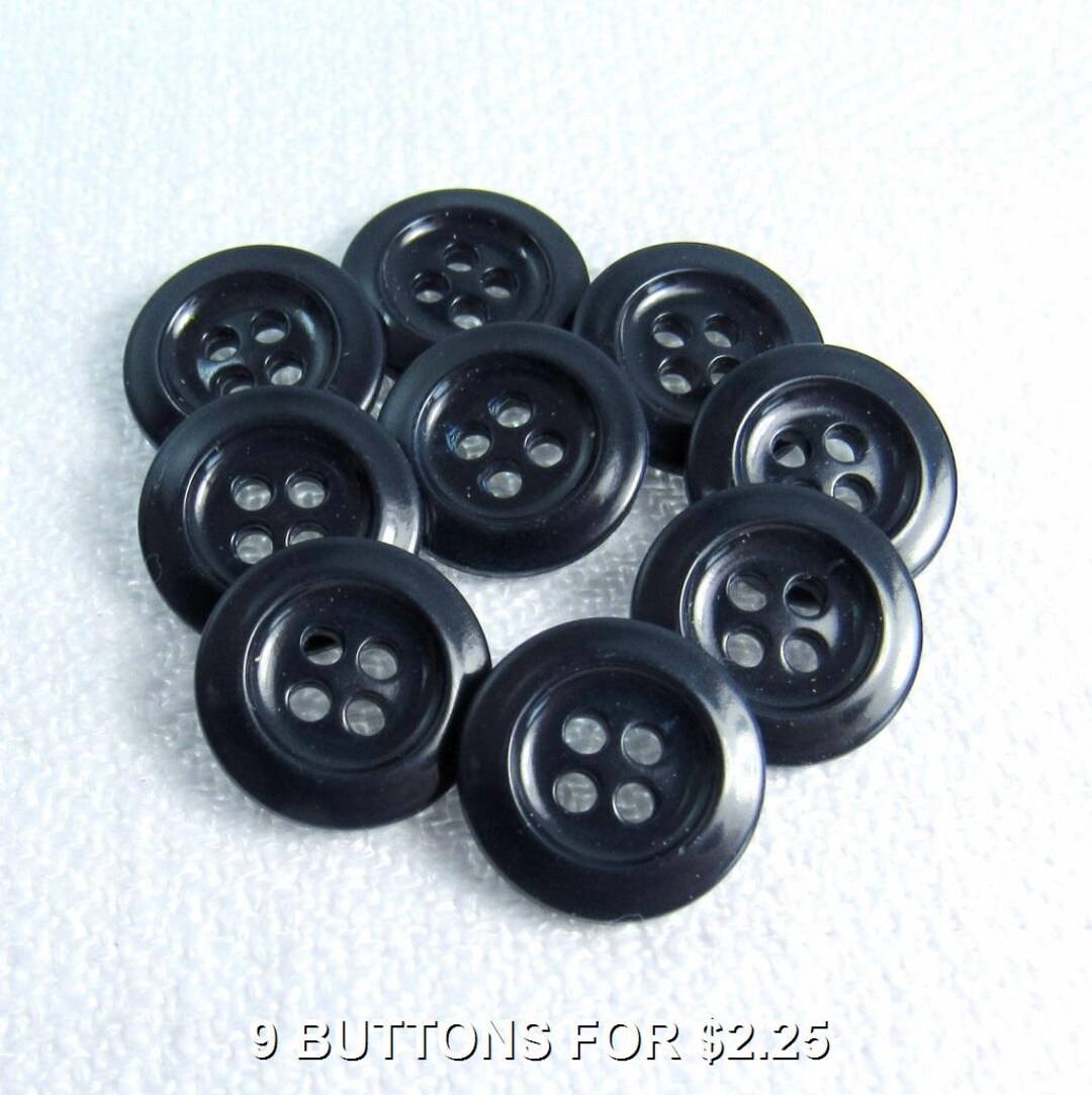 Dark Blue Gloss: 5/8" (15mm) Deep Blue Buttons • Set of 9 Vintage New ...