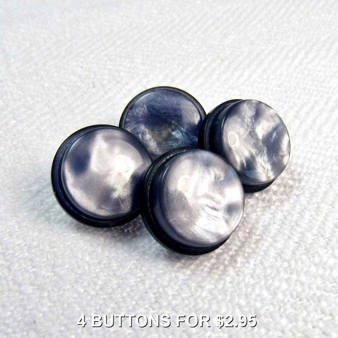 Deep Dusty Blue: 5/8" (15mm) Pearlized Buttons • Set of 4 Vintage ...