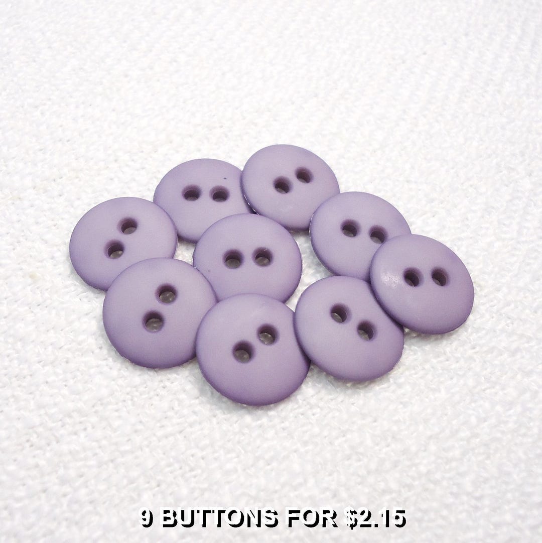 Simple Lilac: 7/16" (11mm) Purple Buttons • Set of 9 New Old Stock ...
