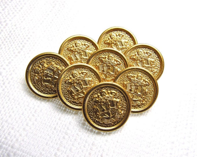 Crown & Shield: 5/8 15mm Metal Crest Buttons Set of - Etsy