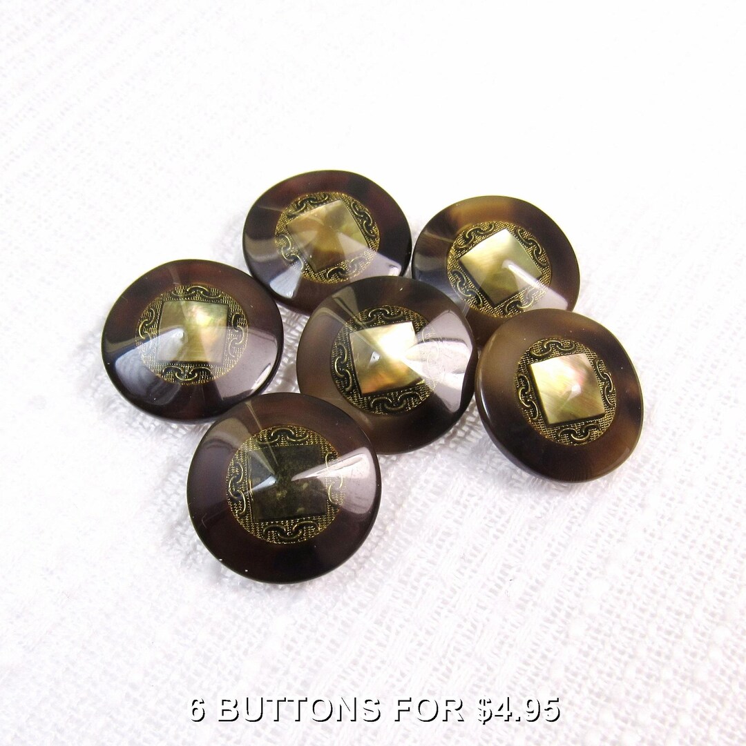 Iridescent Elegance: 11/16" (18mm) Mottled Dark Brown Buttons With Gold ...