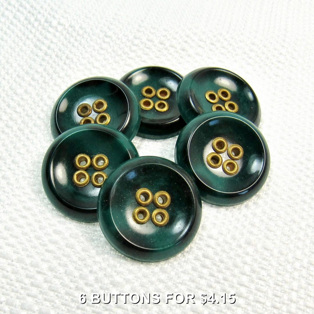 Variegated Greens: 15/16" (24mm) Mottled Dark Green Buttons With Metal ...