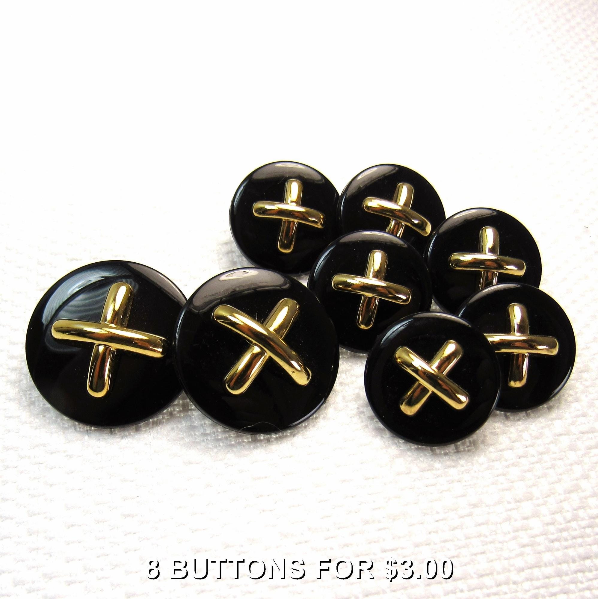 Jacket Ready: Black & Gold Buttons • Set of 2 Closure and 6 Sleeve ...