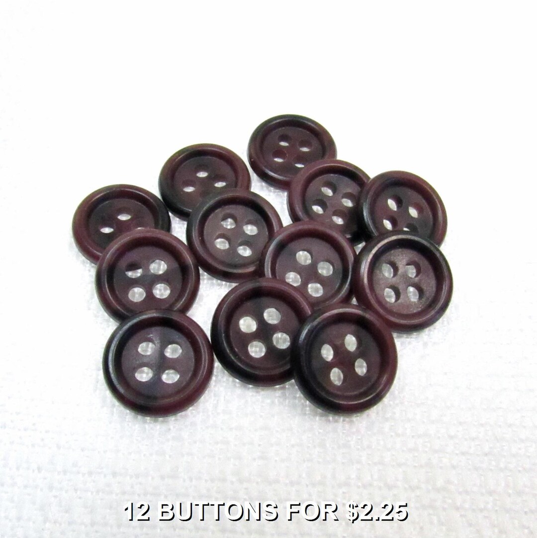 Mottled Dark Burgundy: 7/16" (11mm) Deep Burgundy & Black Buttons • Set ...