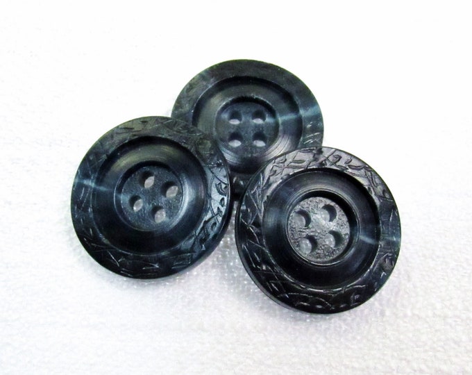 A Flash of Blue: 1" (25mm) Dark Blue Buttons • Set of 3 Vintage Buttons ...
