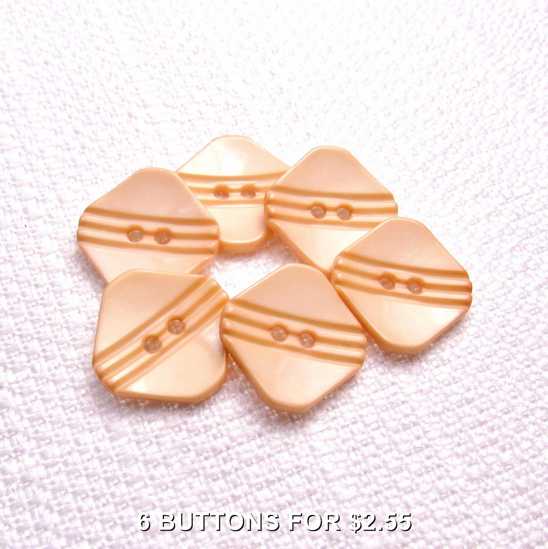Apricot Diagonals: 5/8" Diamond-shaped Buttons - Set of 6 New Old Stock ...