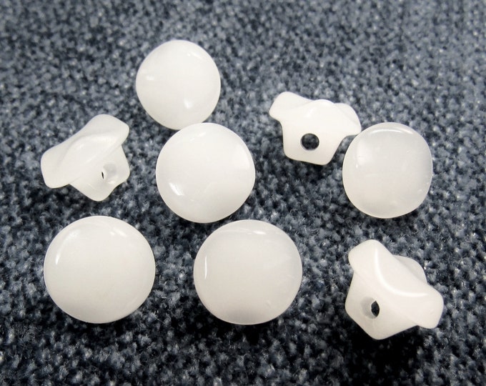 Opaque Ice: 7/16" (11mm) Pure White Glass Buttons • Set of 8 Matching ...