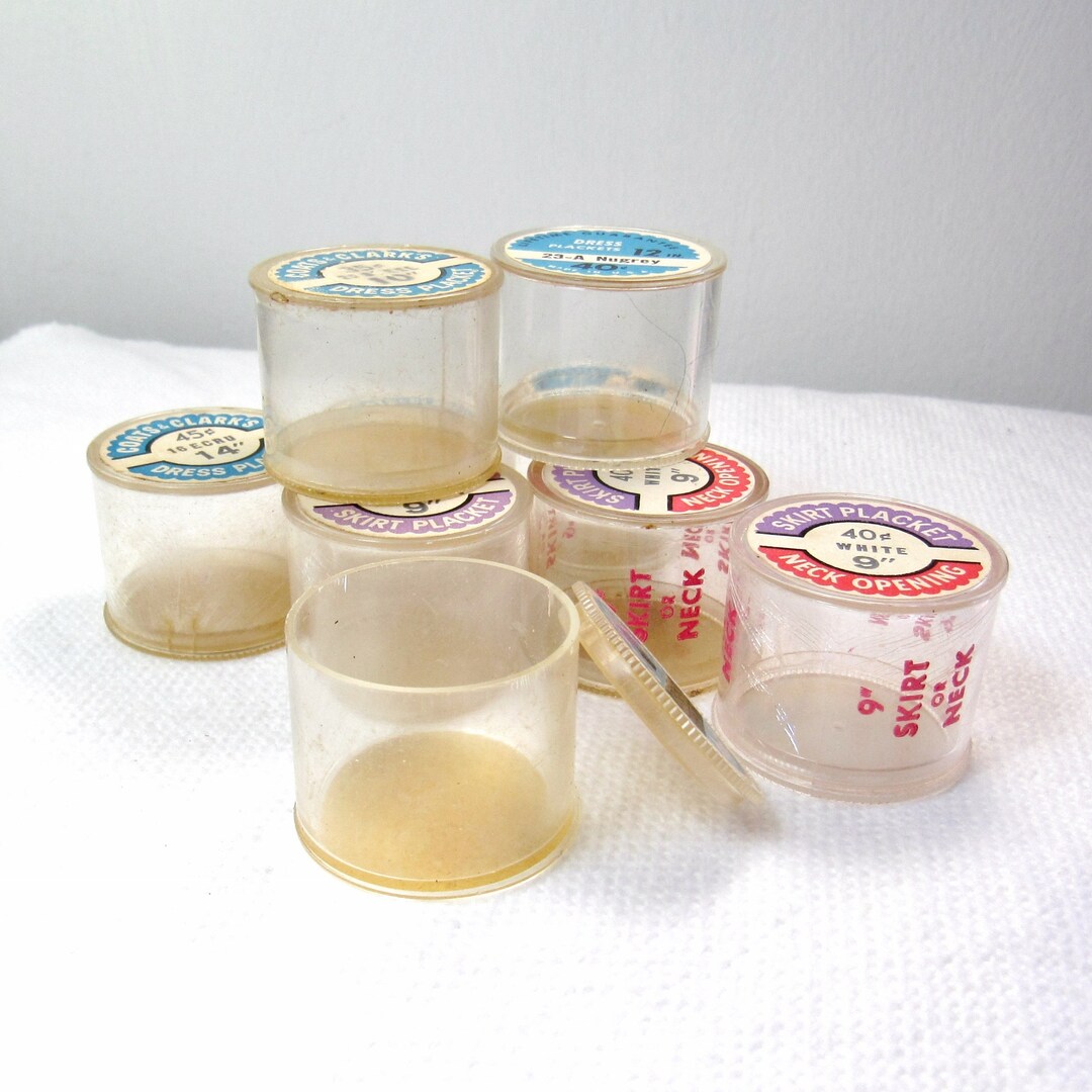Zipper Canisters: 9 Vintage Empty Coats & Clark's Clear Plastic ...
