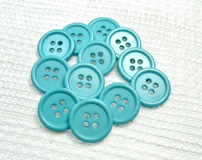 Aqua Blue: 5/8" (15mm) Buttons • Set of 12 New / Unused Matching ...