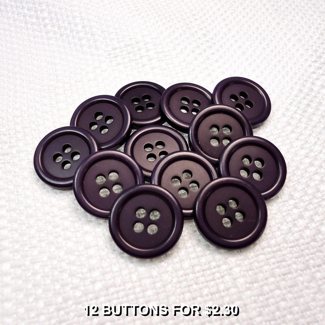 Plainly Purple: 9/16" (14mm) Dark Grape Buttons • Set of 12 Vintage New ...