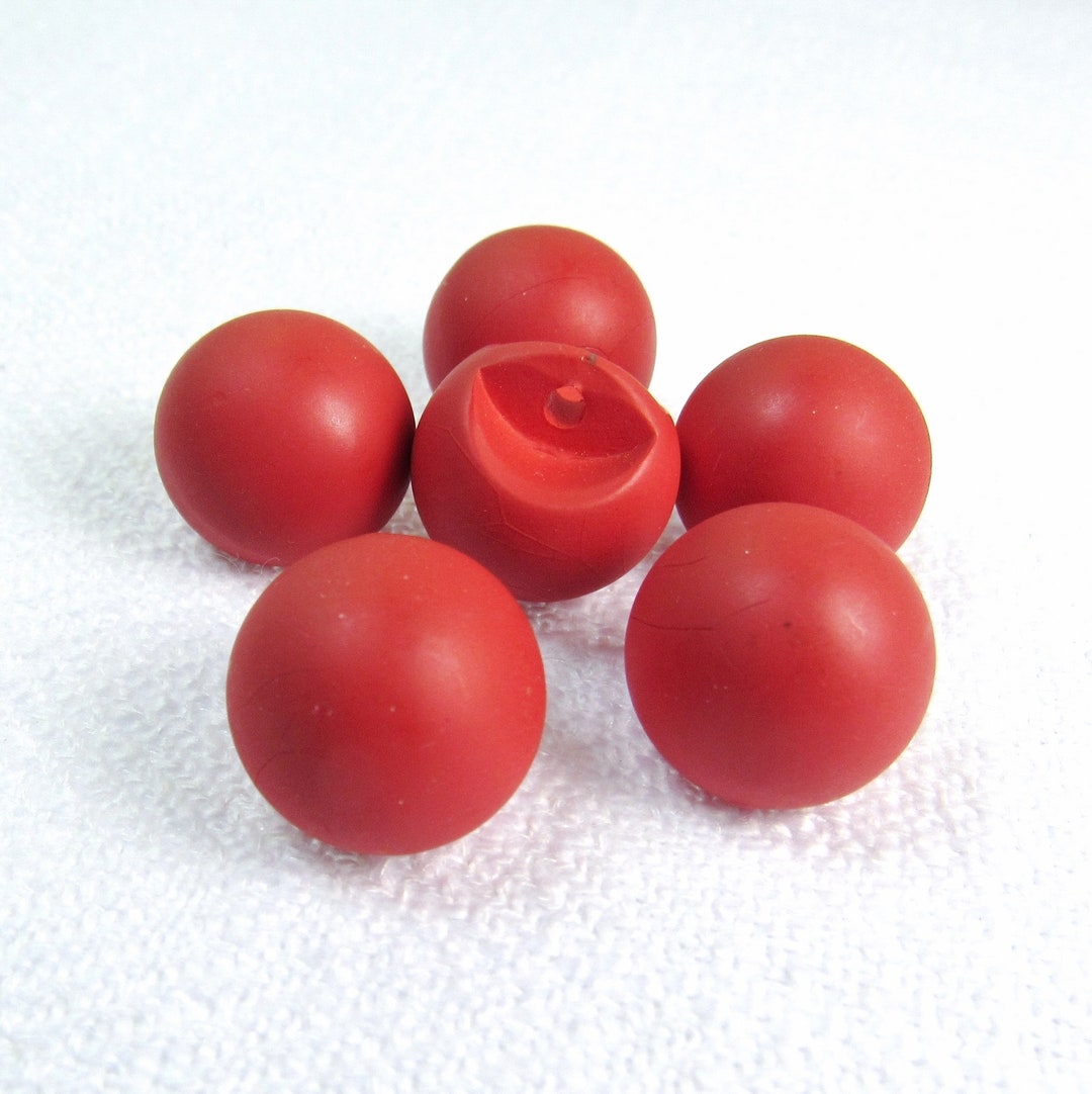 Very Red: 5/8 15mm Satin Matte Ball Buttons Set of 6 Vintage New Old ...