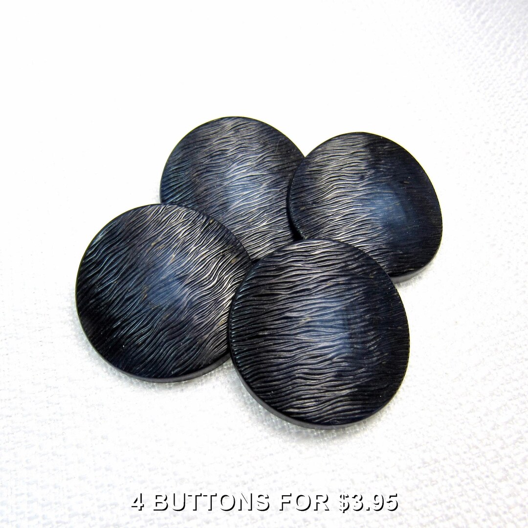 Deep Navy Waves: Large 1-1/8" (28mm) Dark & Light Blue Buttons • Set of ...