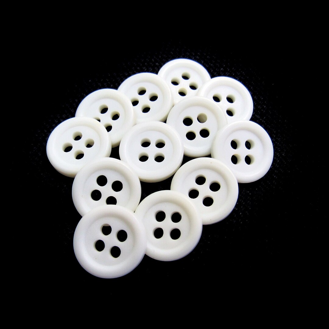 Matte White: 7/16" (11mm) Bright White Buttons • Set of 12 New / Unused ...
