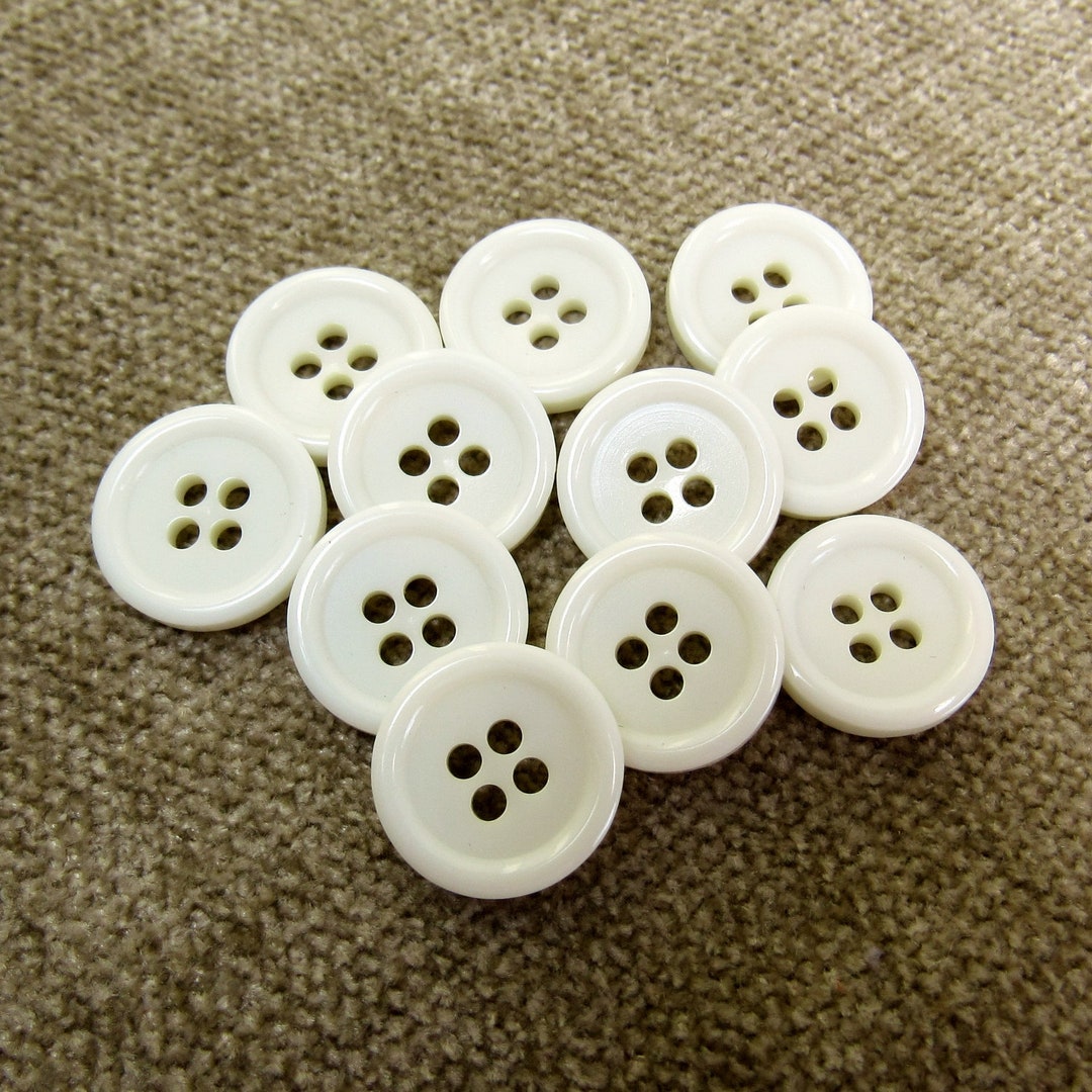 Shiny Off-white: 9/16 14mm Glossy Buttons Set of 11 Vintage New Old ...
