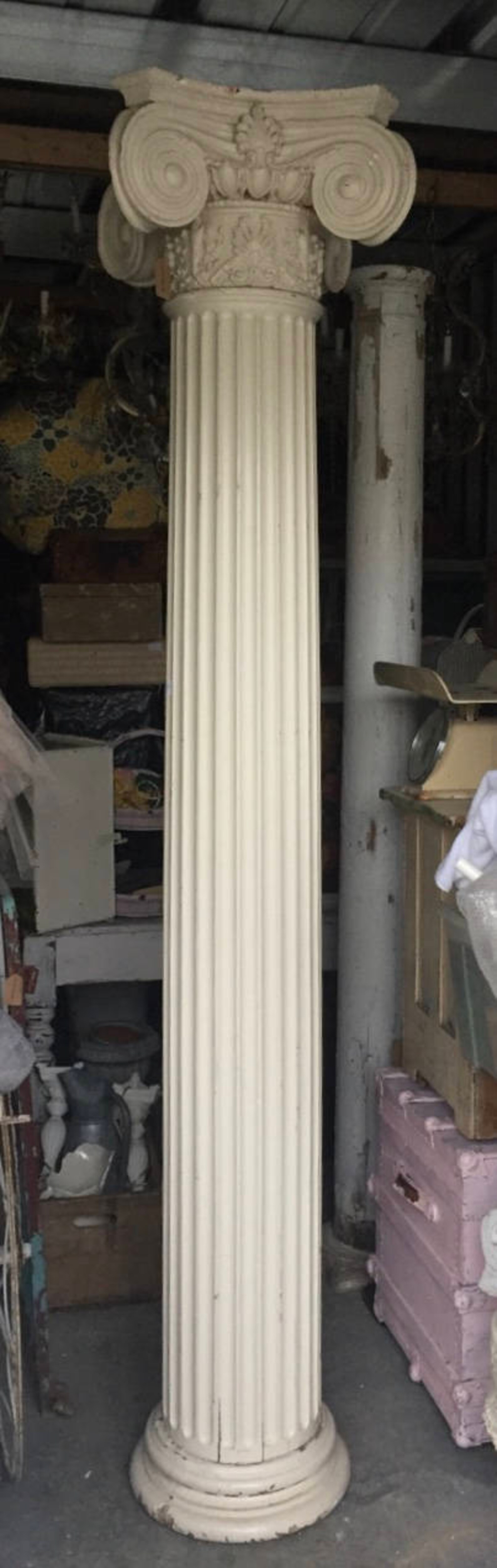 Huge Antique Ornate Architectural Column Capital Plaster White ...