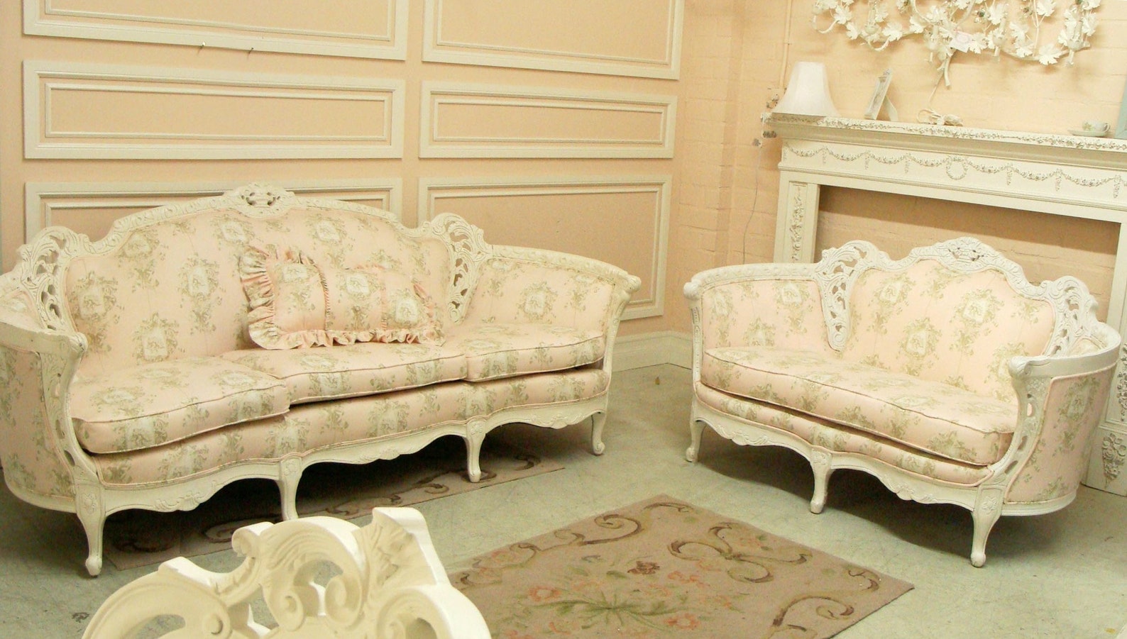 Vintage Upholstered Ornate Sofa Couch Loveseat Couch Set - Etsy