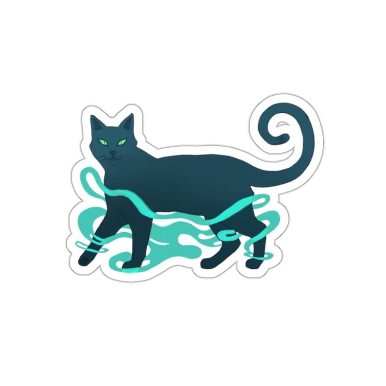 Halloween Black Cat Sticker | Spooky Matte Vinyl, Water-resistant - Etsy